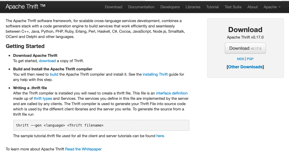 Apache Thrift with JavaScript
